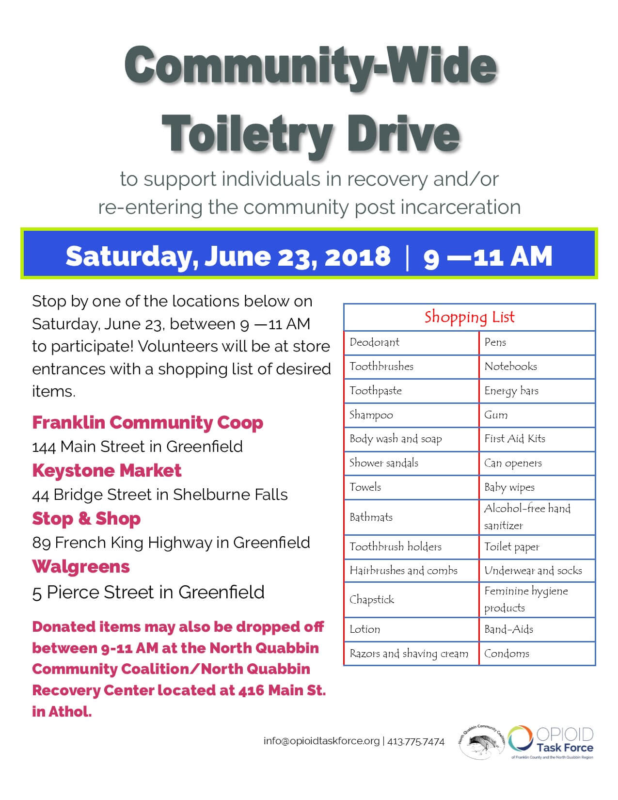 Community-Wide Toiletry Drive to Support Individuals in Recovery and/or ...